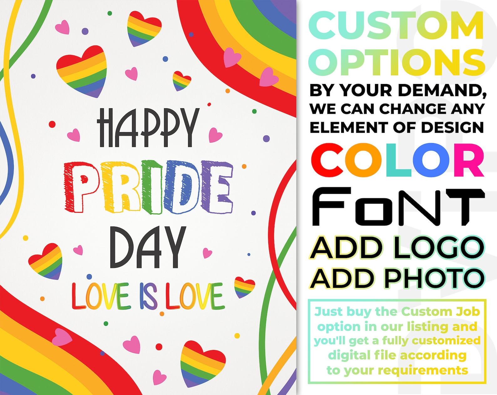 Happy LGBTQ Pride Day Celebration Poster With Rainbow Ribbon | Etsy