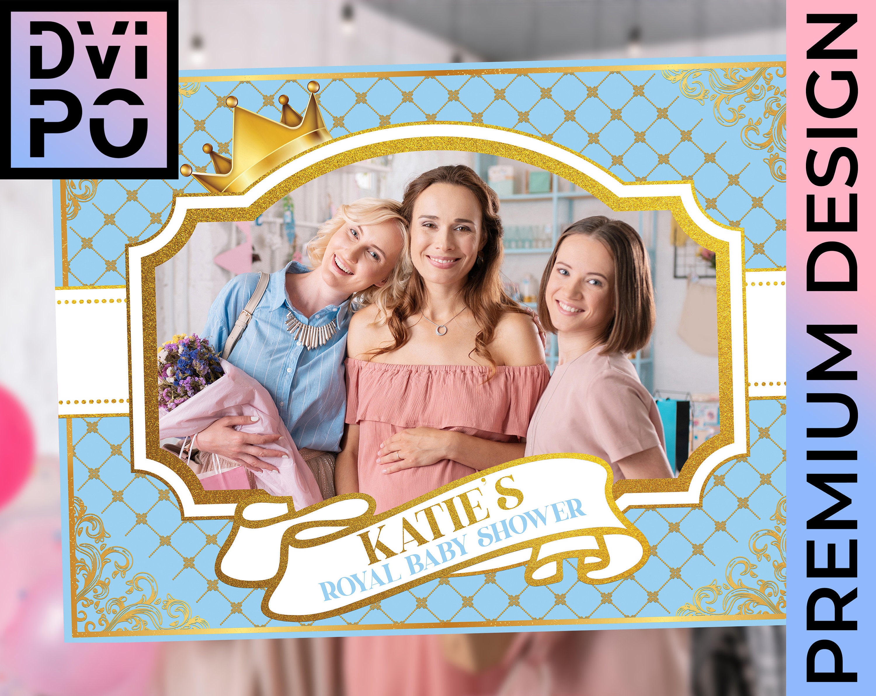 Royal Baby Shower Photo Booth Frame With King Crown in Baby Blue ...