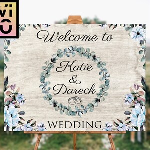Rustic Personalized Wedding Poster With Floral Wreath, Wooden Wedding ...