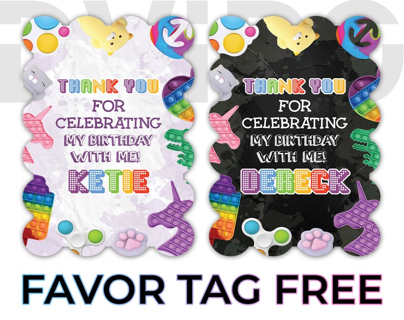 Push Bubble Fidget Toy Birthday Party Persanolized Thank You Card ...