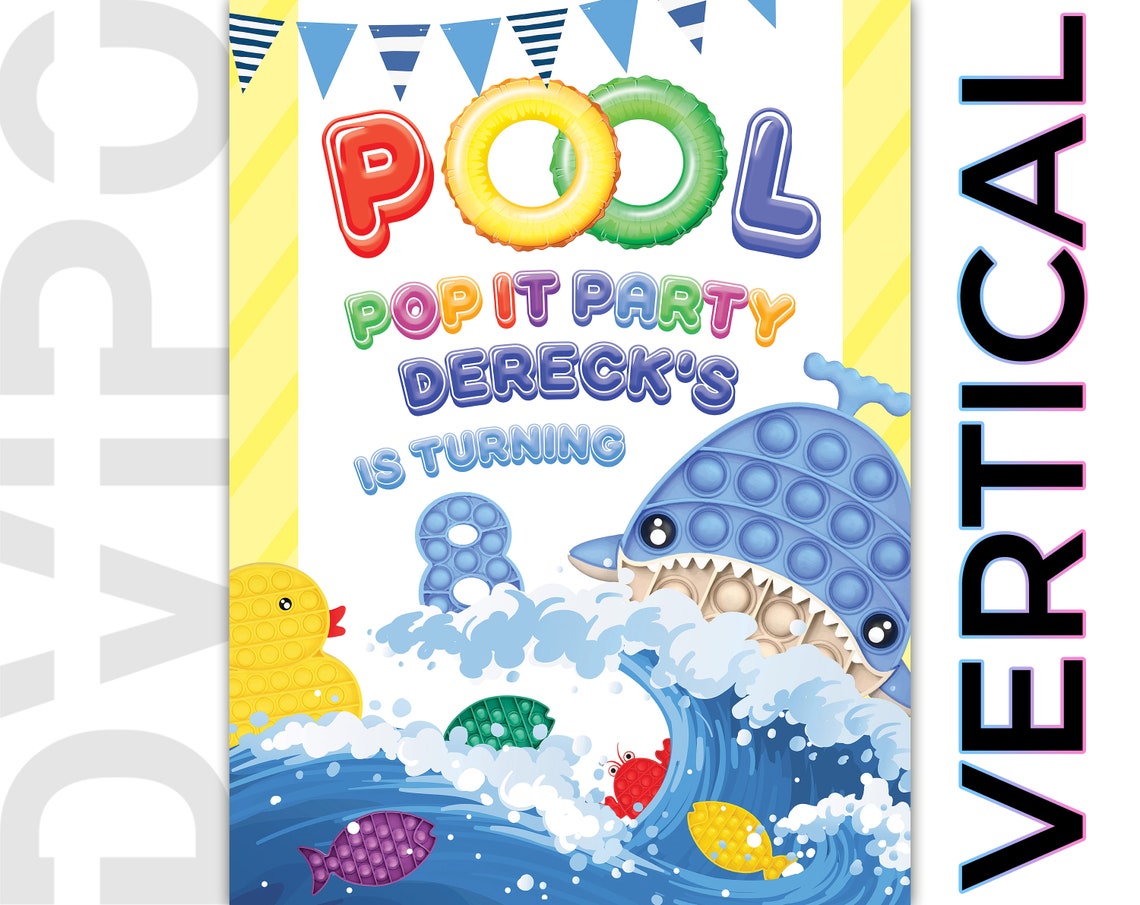 Push Bubble Fidget Toy Birthday Pool Party Poster I Love | Etsy