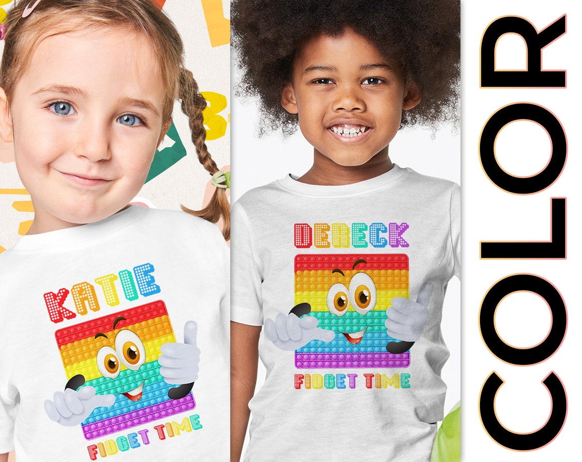 Personalized Fidget Time SVG/PNG Files Cartoon Pop Square | Etsy
