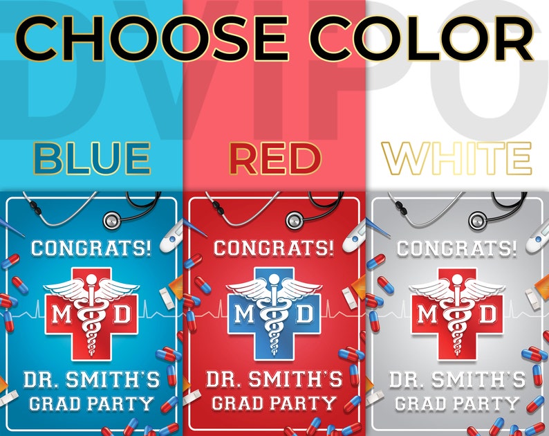 Medical Doctor Graduation Party Poster Med Student Red Cross | Etsy