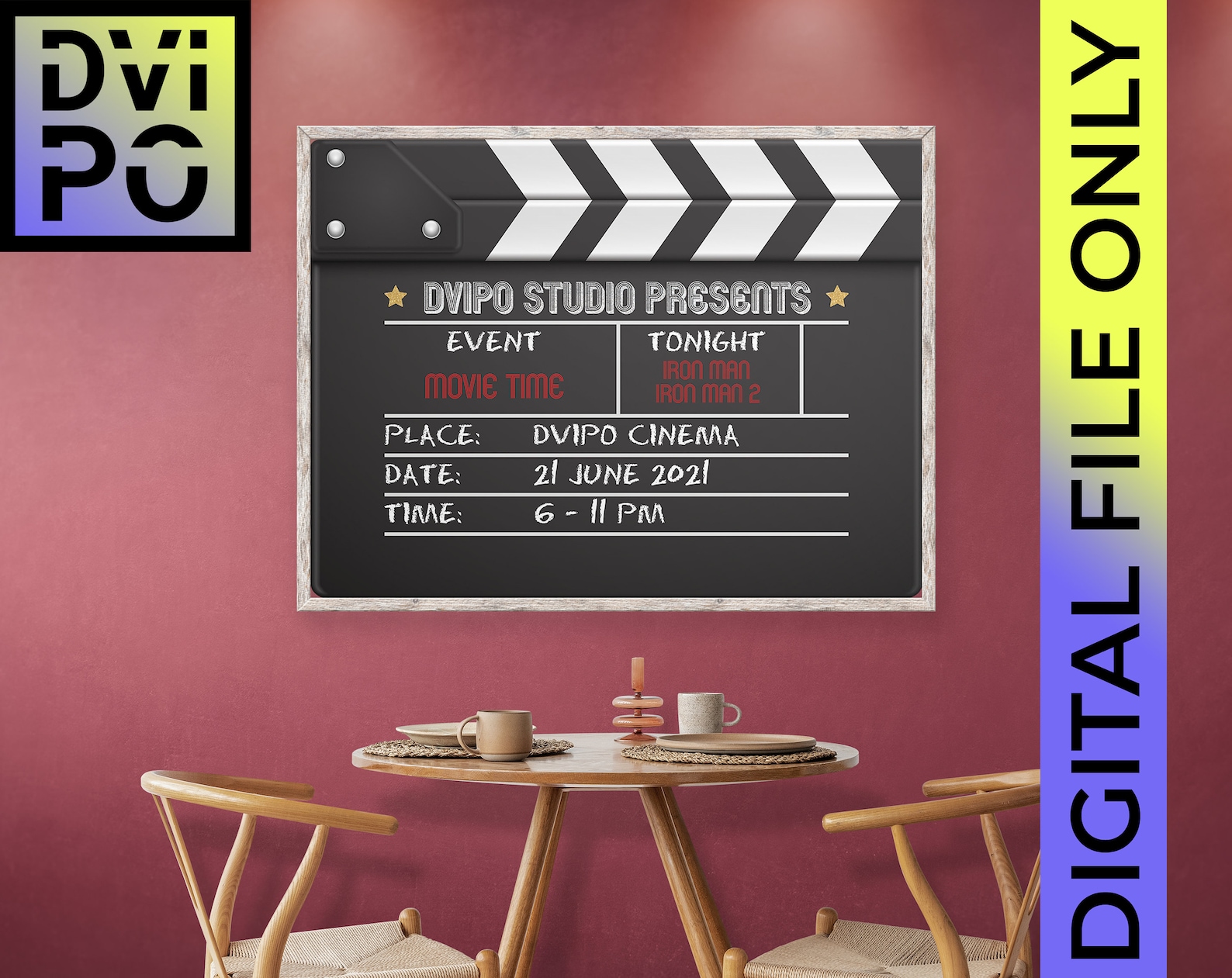 Cinema Movie Night Party Poster Clapperboard, Film Festival, Movie Take ...