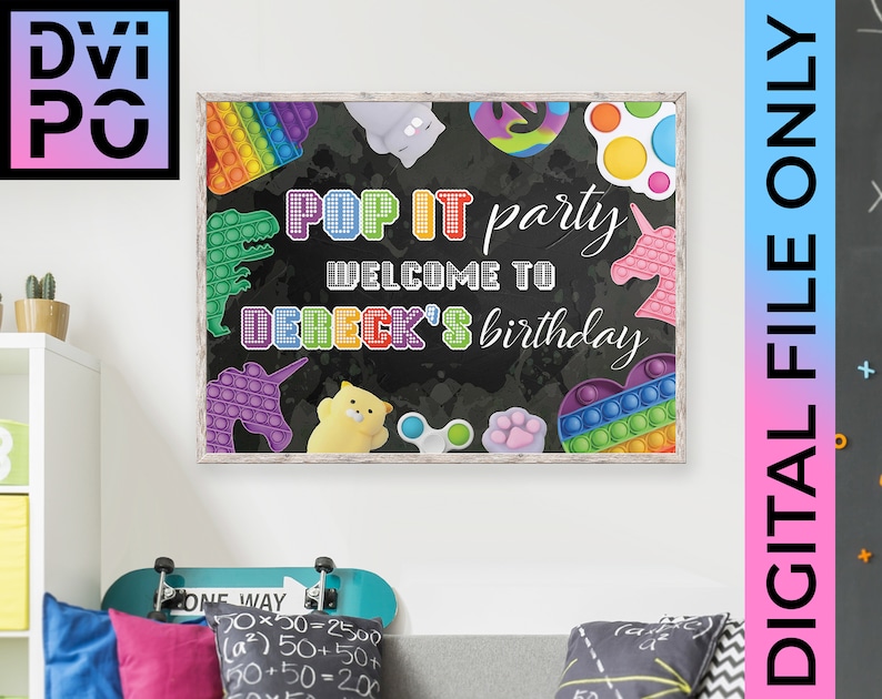 Push Bubble Fidget Toy Birthday Party Poster, I Love Fidget, Simpl ...