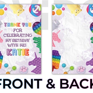 Push Bubble Fidget Toy Birthday Party Persanolized Thank You Card ...