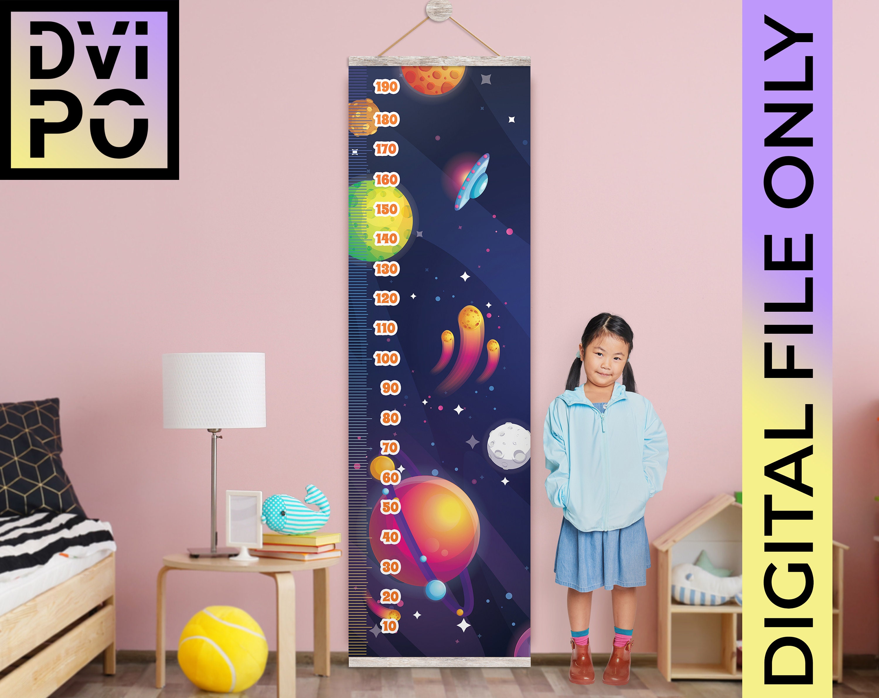 Dark Space Growth Chart SVG With Rainbow Planets and UFO Kids | Etsy