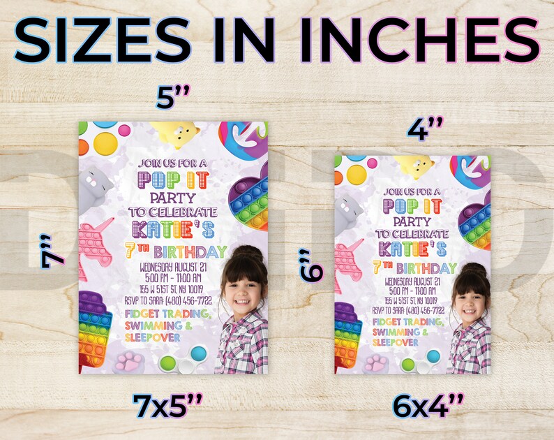 Push Bubble Fidget Toy Birthday Party Add Photo Invitation, Simpl ...
