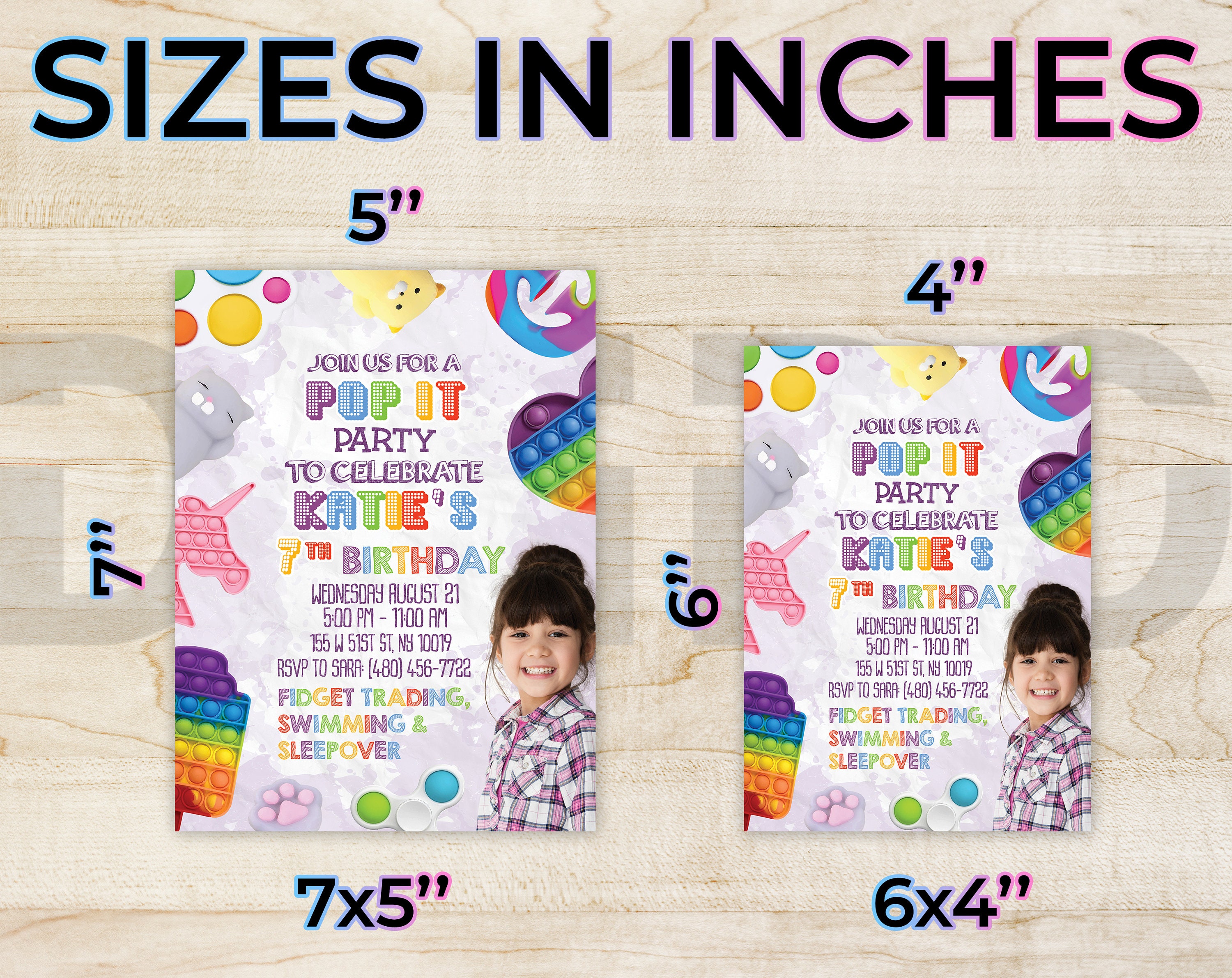 Push Bubble Fidget Toy Birthday Party Add Photo Invitation, Simpl ...