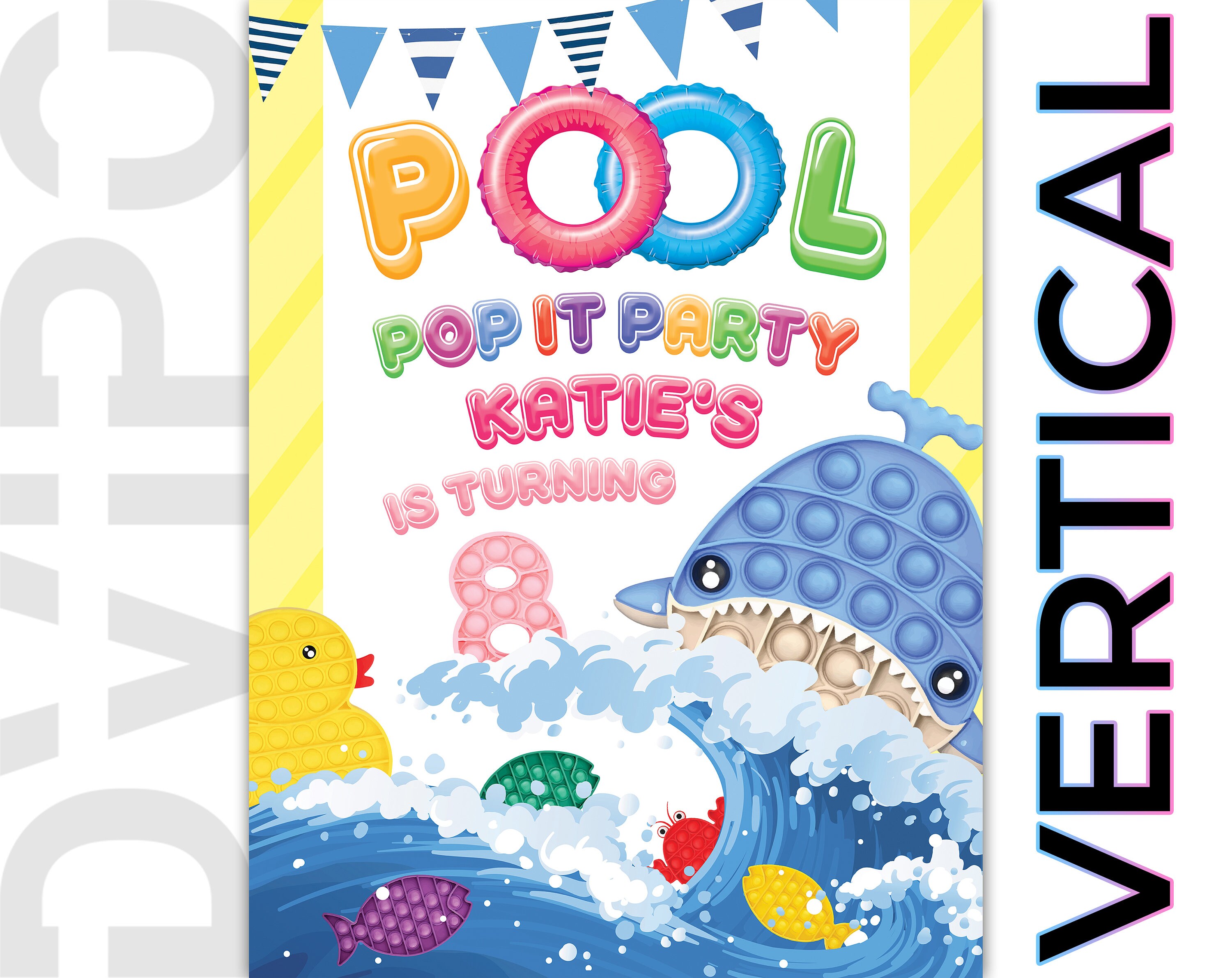 Push Bubble Fidget Toy Birthday Pool Party Poster, I Love Fidget, Simpl ...