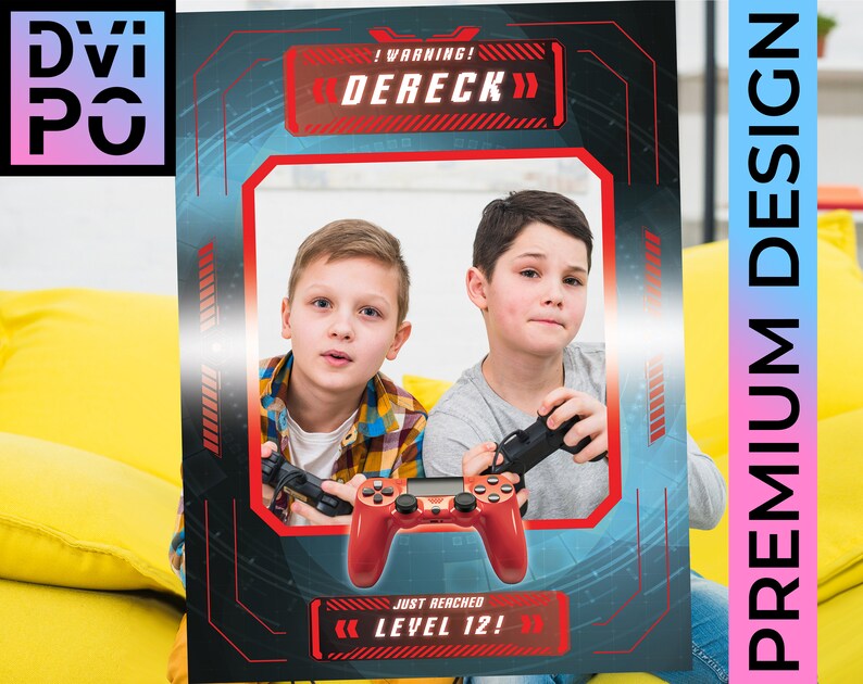 Laser Video Game Birthday Photo Booth Frame With Large Controller ...