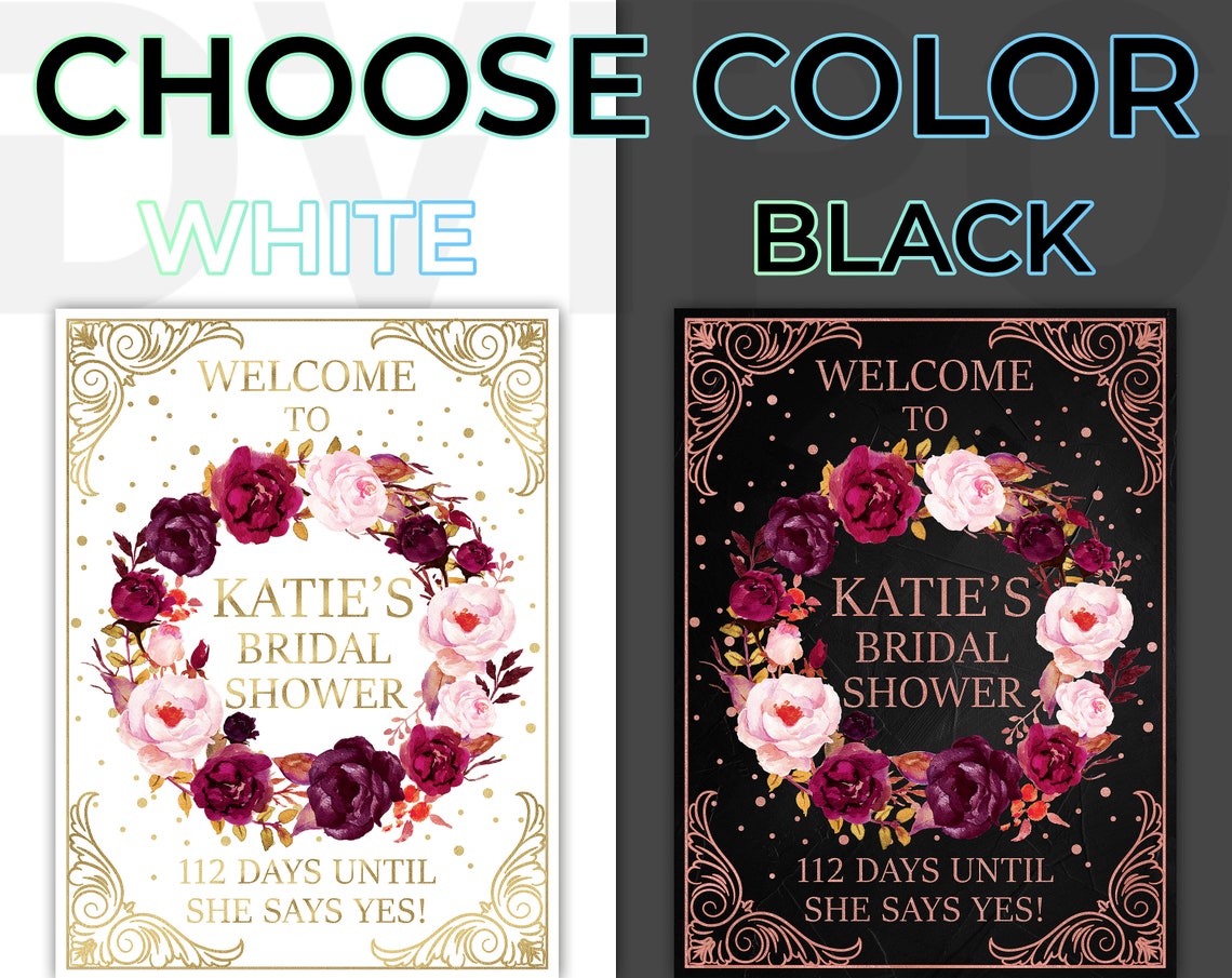 Royal Roses Wreath Bridal Shower Poster in Luxury Gold and - Etsy
