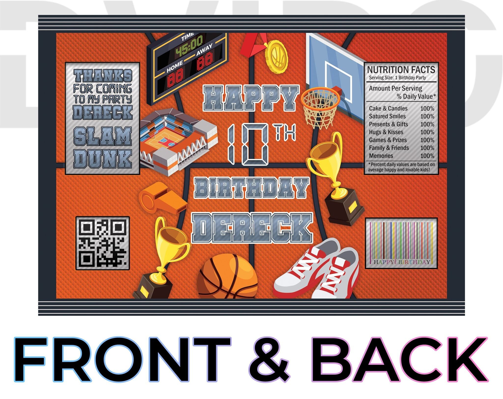 Slam Dunk Birthday Party Chips Bag, Custom Basketball Fun Treat Bag ...