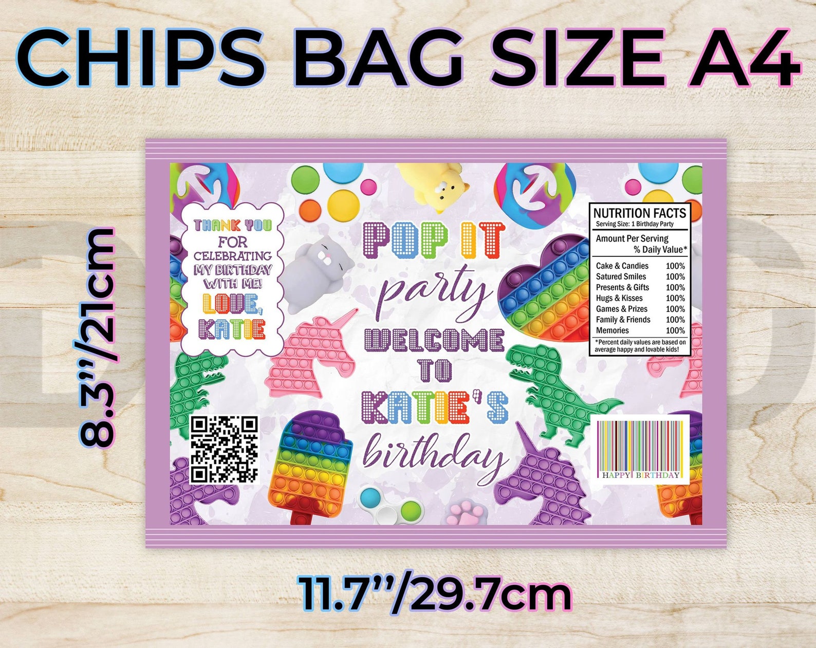 Fidget Pop Party Chips Bag Custom Fidget Toy Treat Bag Favor - Etsy