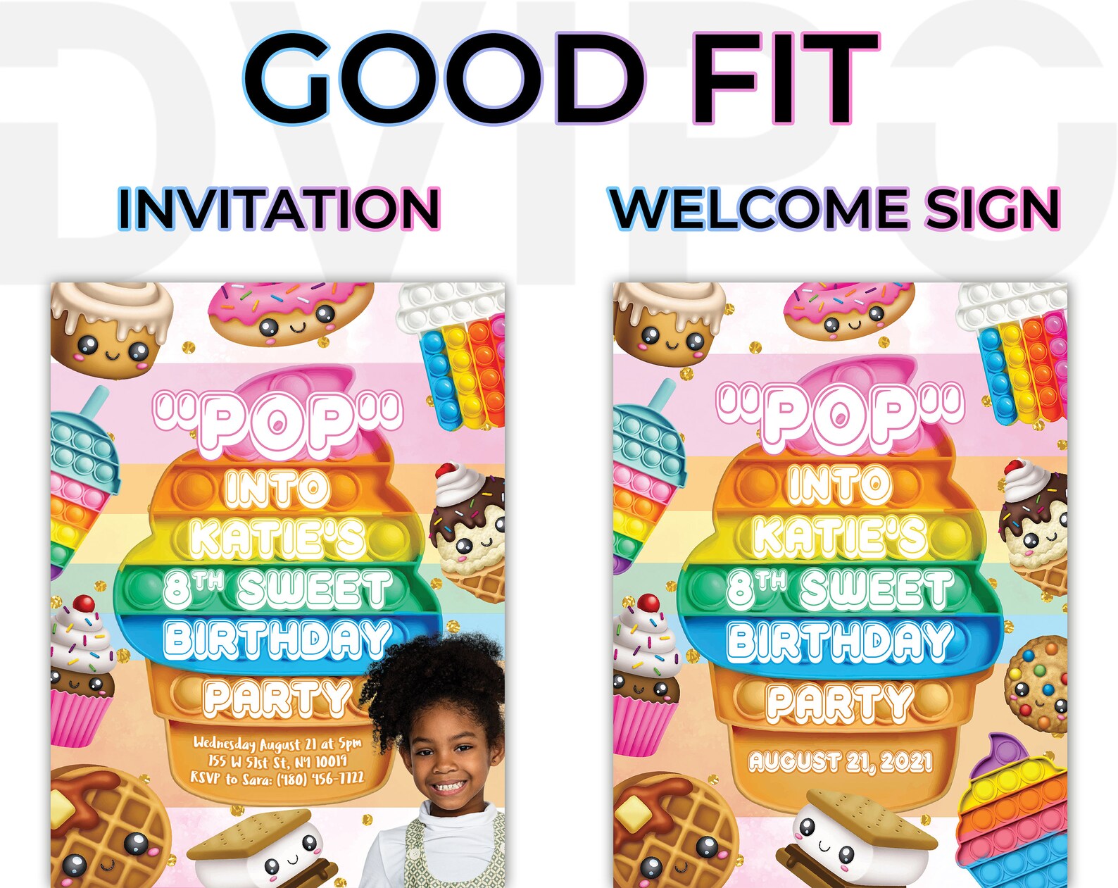 Pop Into Sweet Birthday Party Add Photo Invitation Push | Etsy