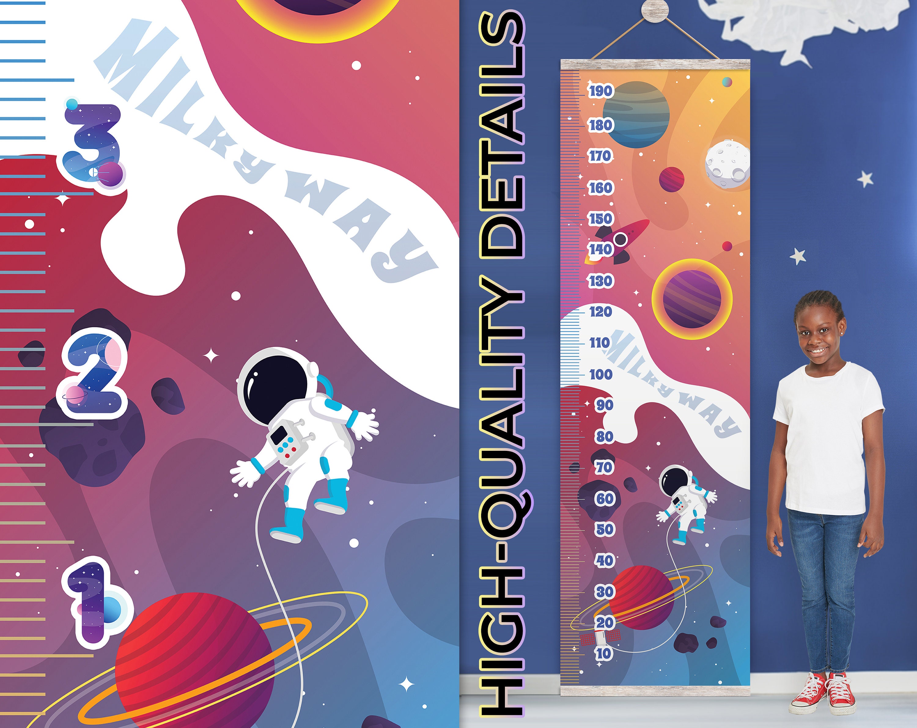 Space Growth Chart SVG With Astronaut Planets and Spaceships | Etsy