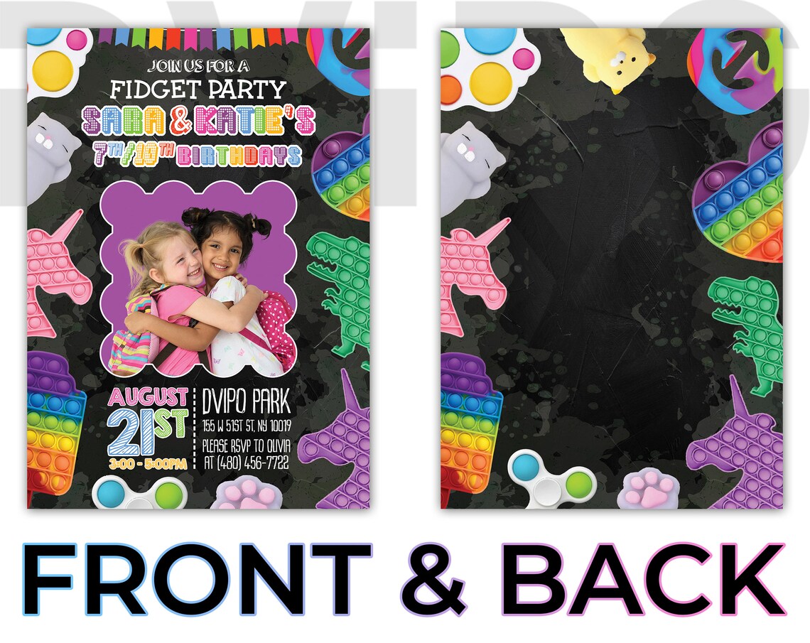 Push Bubble Fidget Toy Birthday Party Add Photo Invitation | Etsy