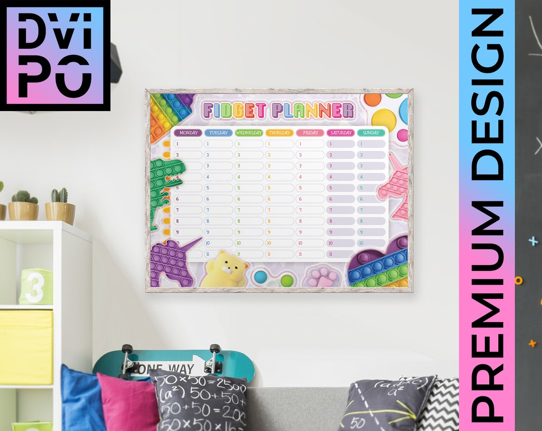 Push Bubble Fidget Toy Planner, Weekly Pop Calendar for Kids, Simpl ...