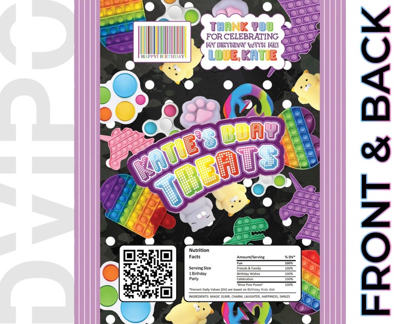 Push Bubble Fidget Rice Treats Label for Pop Birthday, 0.78oz/22g ...