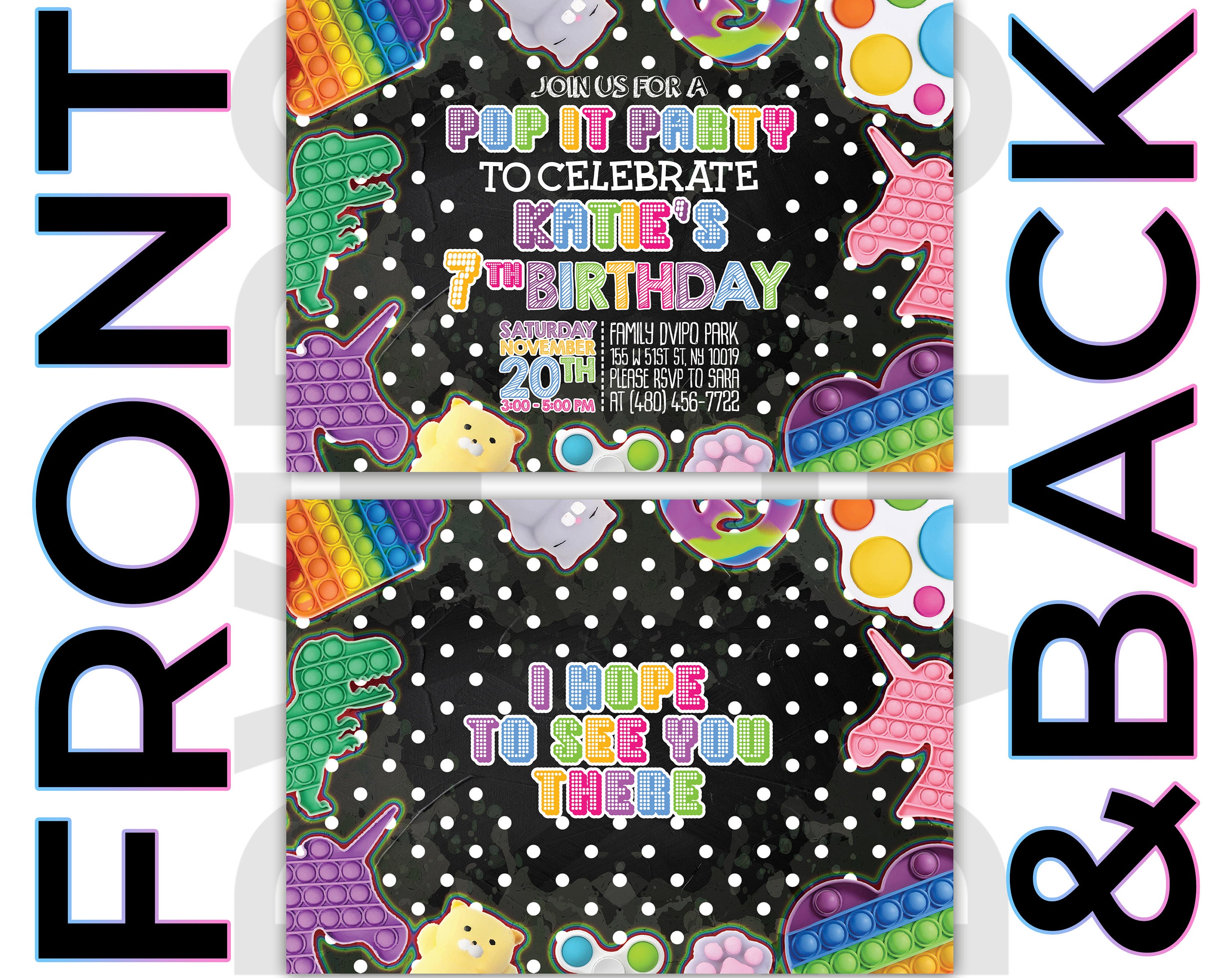 Push Bubble Fidget Toy Birthday Party Persanolized Invitation, Wats ...