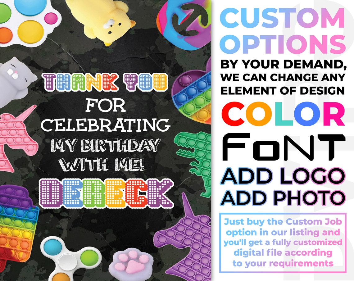 Push Bubble Fidget Toy Birthday Party Persanolized Thank You | Etsy