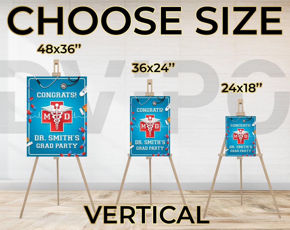 Medical Doctor Graduation Party Poster in Blue Med Student - Etsy