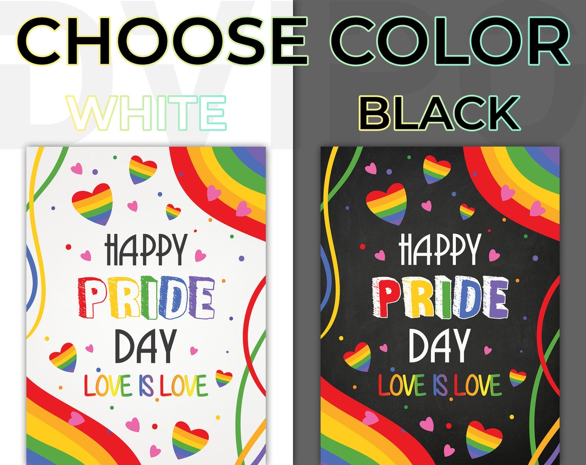 Happy LGBTQ Pride Day Celebration Poster With Rainbow Ribbon | Etsy