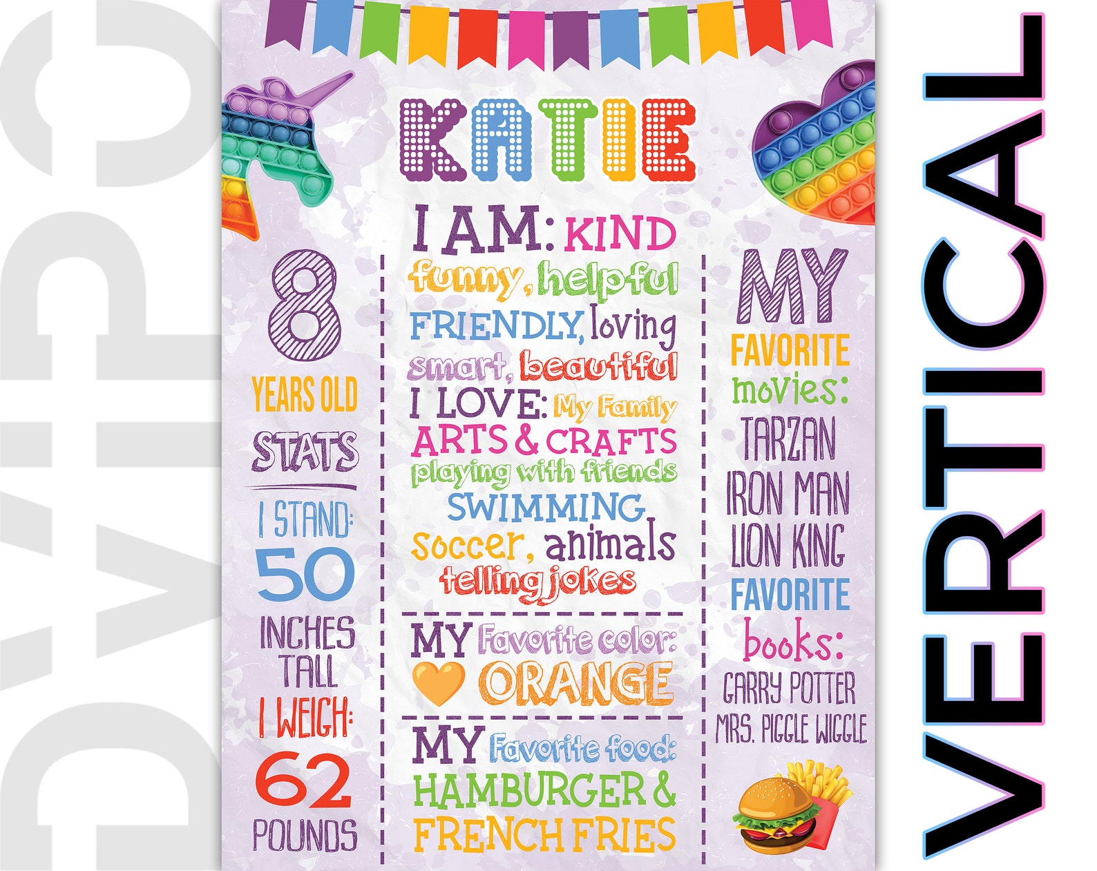 Push Bubble Fidget Toy Birthday Party Chalkboard Poster, I Love Fidget ...