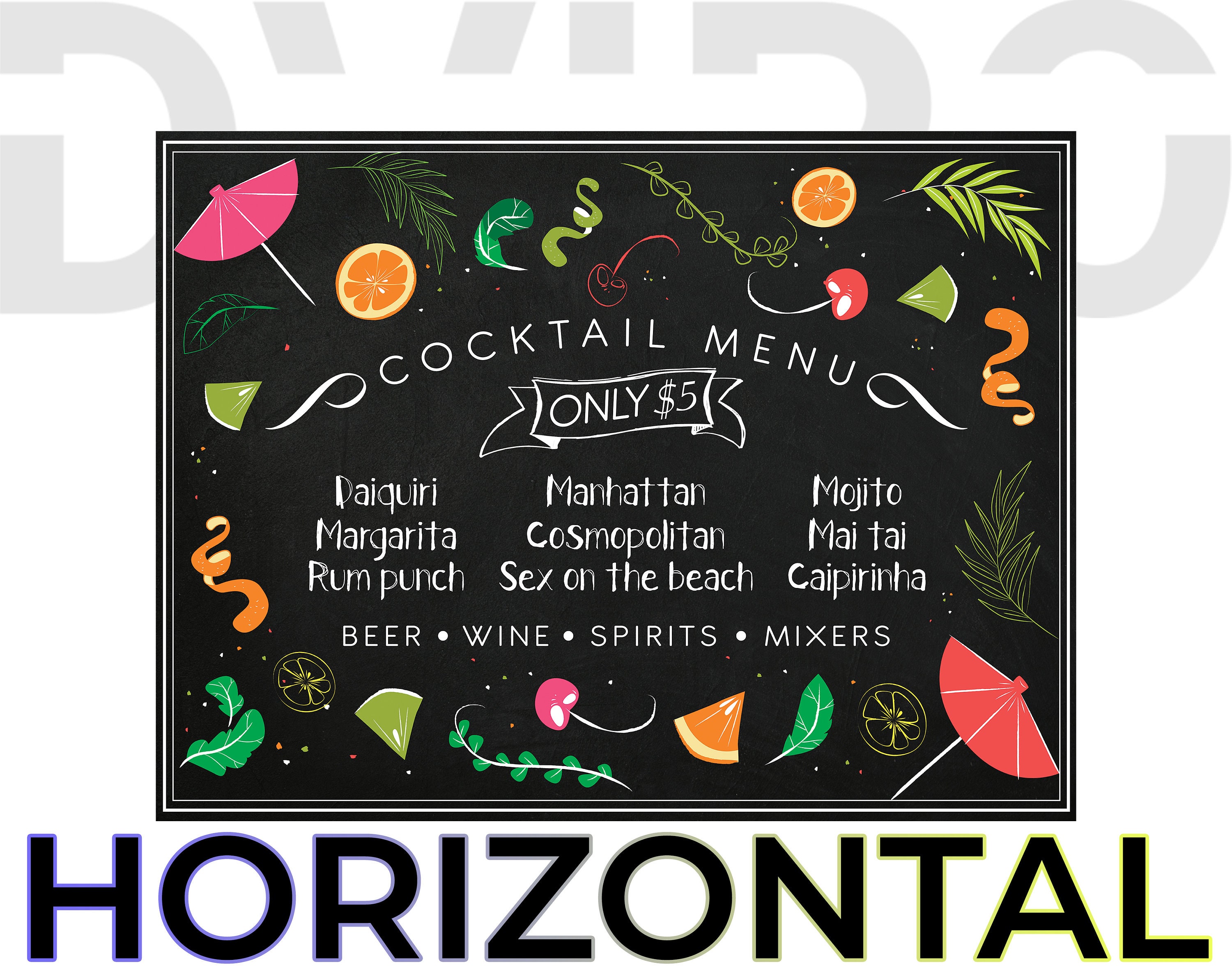 Personalized Coctails Menu Poster, Business Sign, Promotional Banner ...