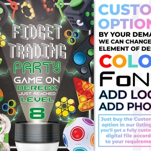 Fidget Trading Birthday Party Poster, Pop Bubble Fidget Toy, Infinity ...