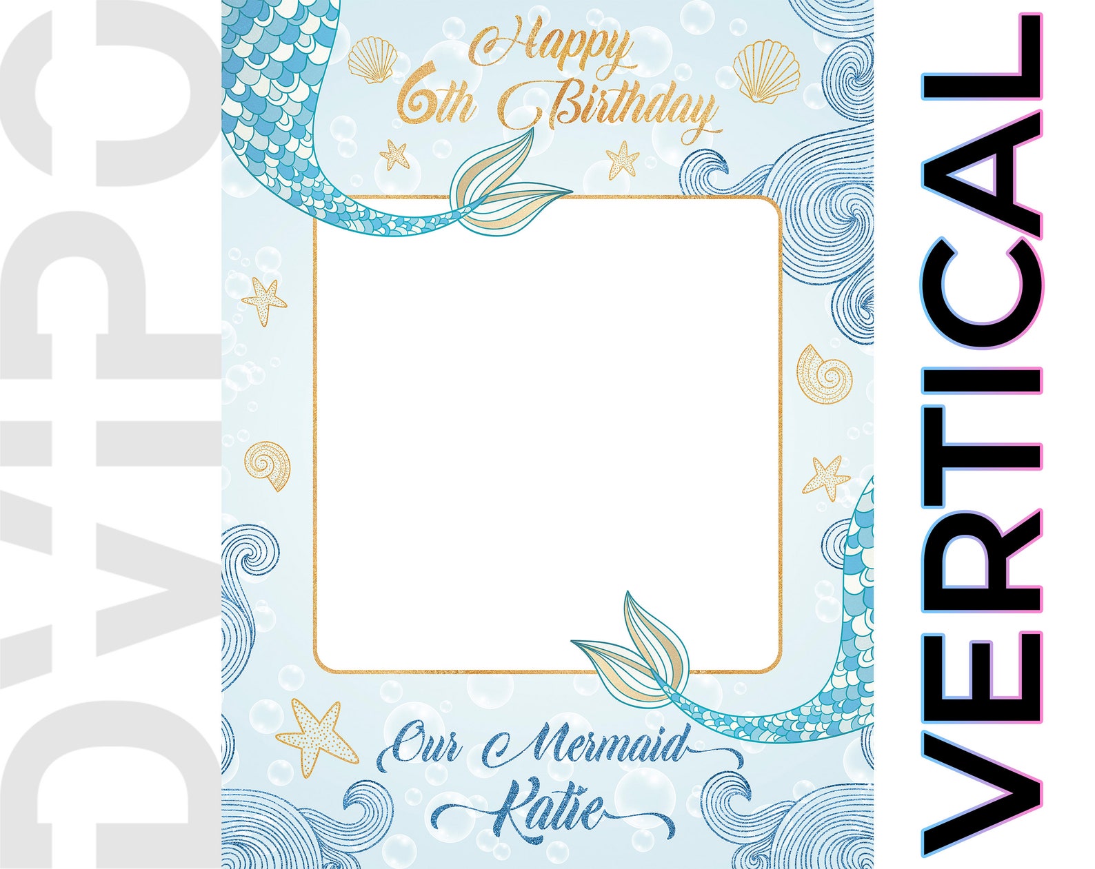 Mermaids Theme Kids Birthday Photo Booth Frame in Pink and Blue, Under ...