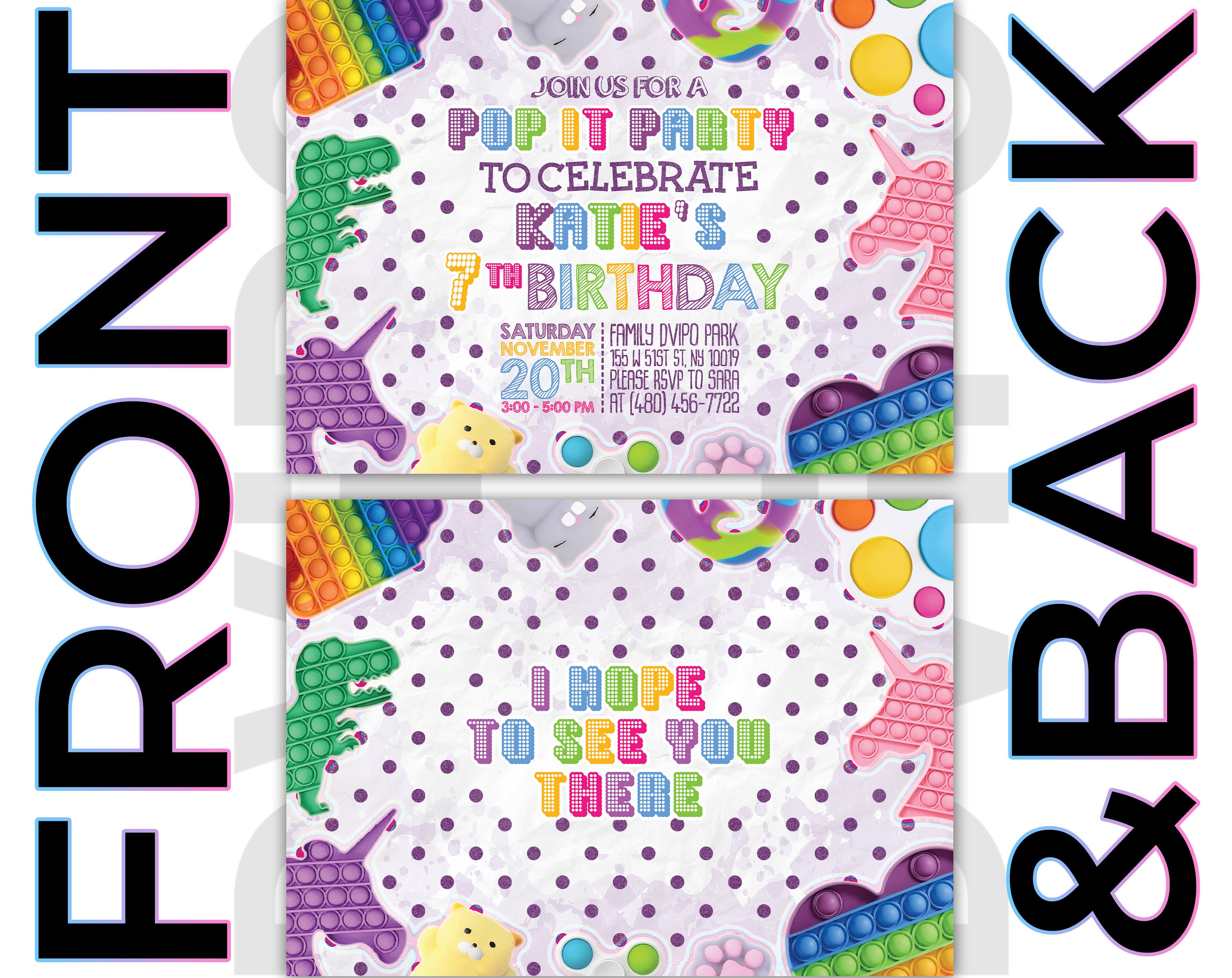 Push Bubble Fidget Toy Birthday Party Persanolized Invitation, Wats ...