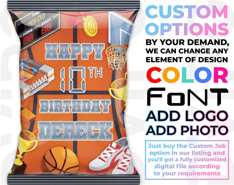 Slam Dunk Birthday Party Chips Bag Custom Basketball Fun - Etsy