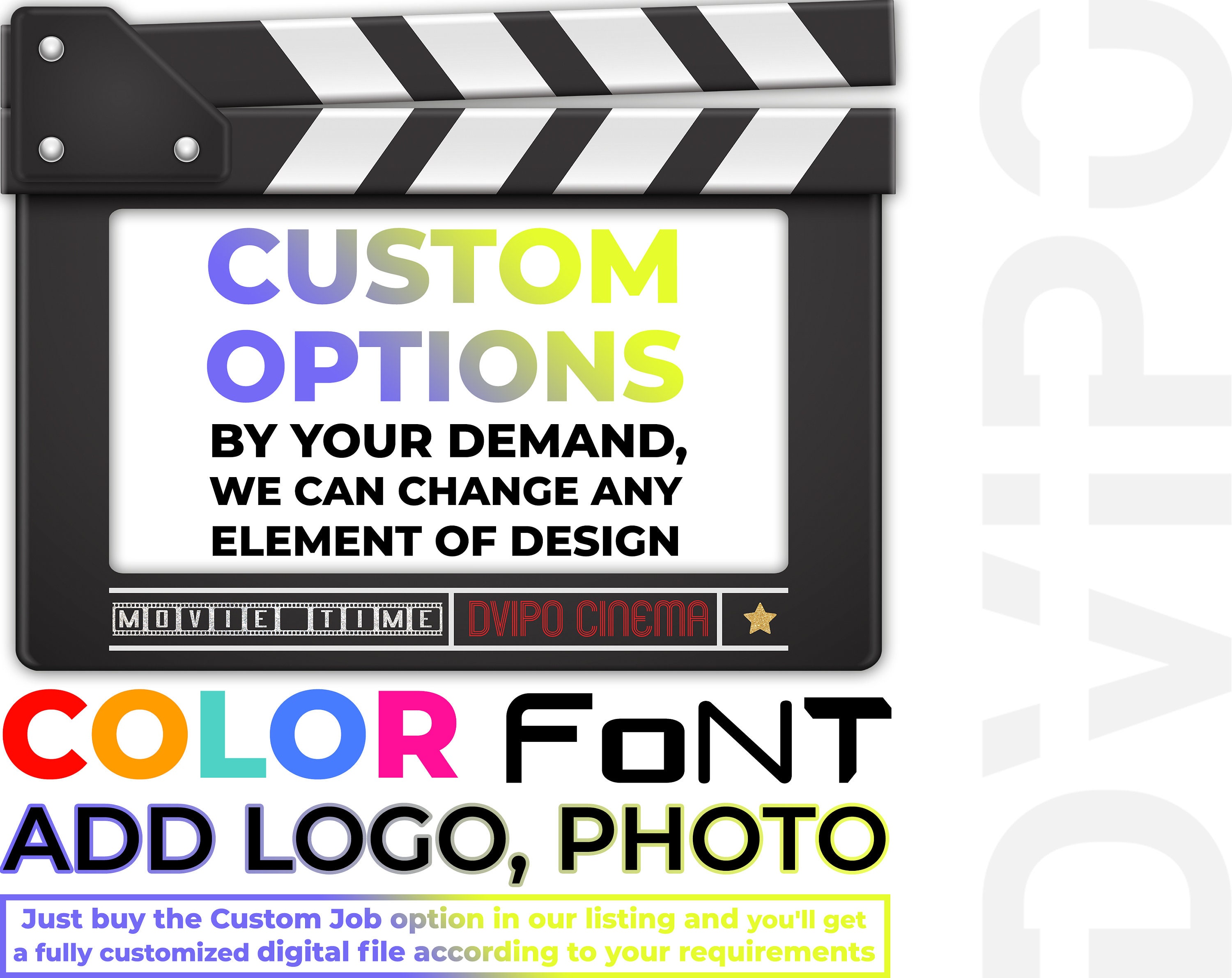 Cinema Movie Night Party Photo Booth Frame Clapperboard, Film Festival ...