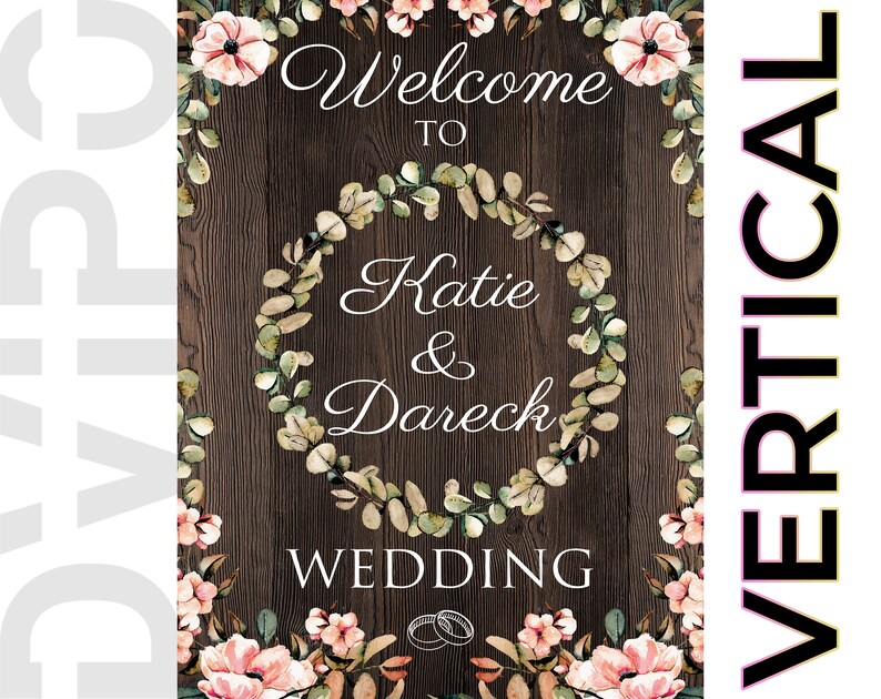 Rustic Personalized Wedding Poster With Floral Wreath Wooden - Etsy