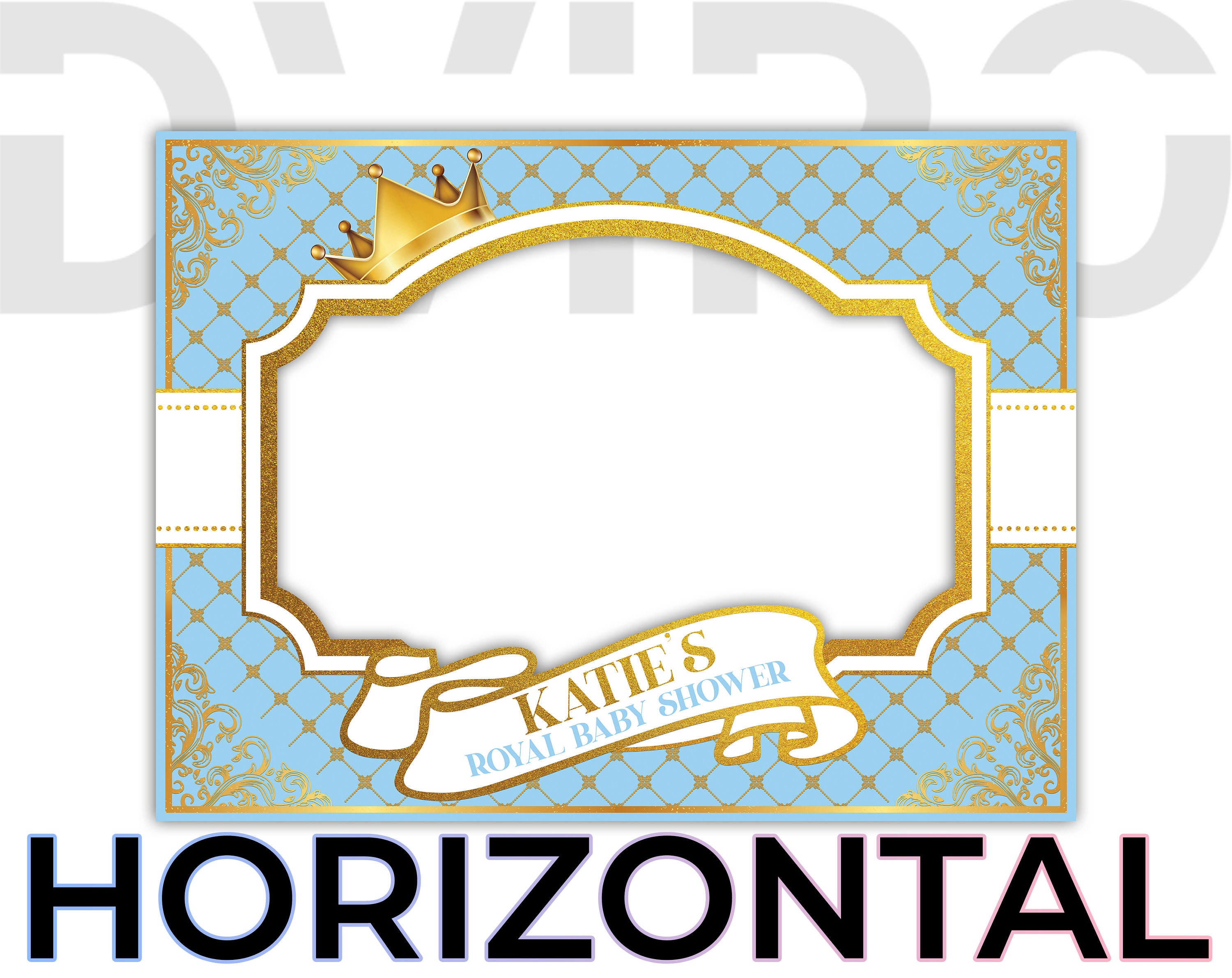Royal Baby Shower Photo Booth Frame With King Crown in Baby Blue ...