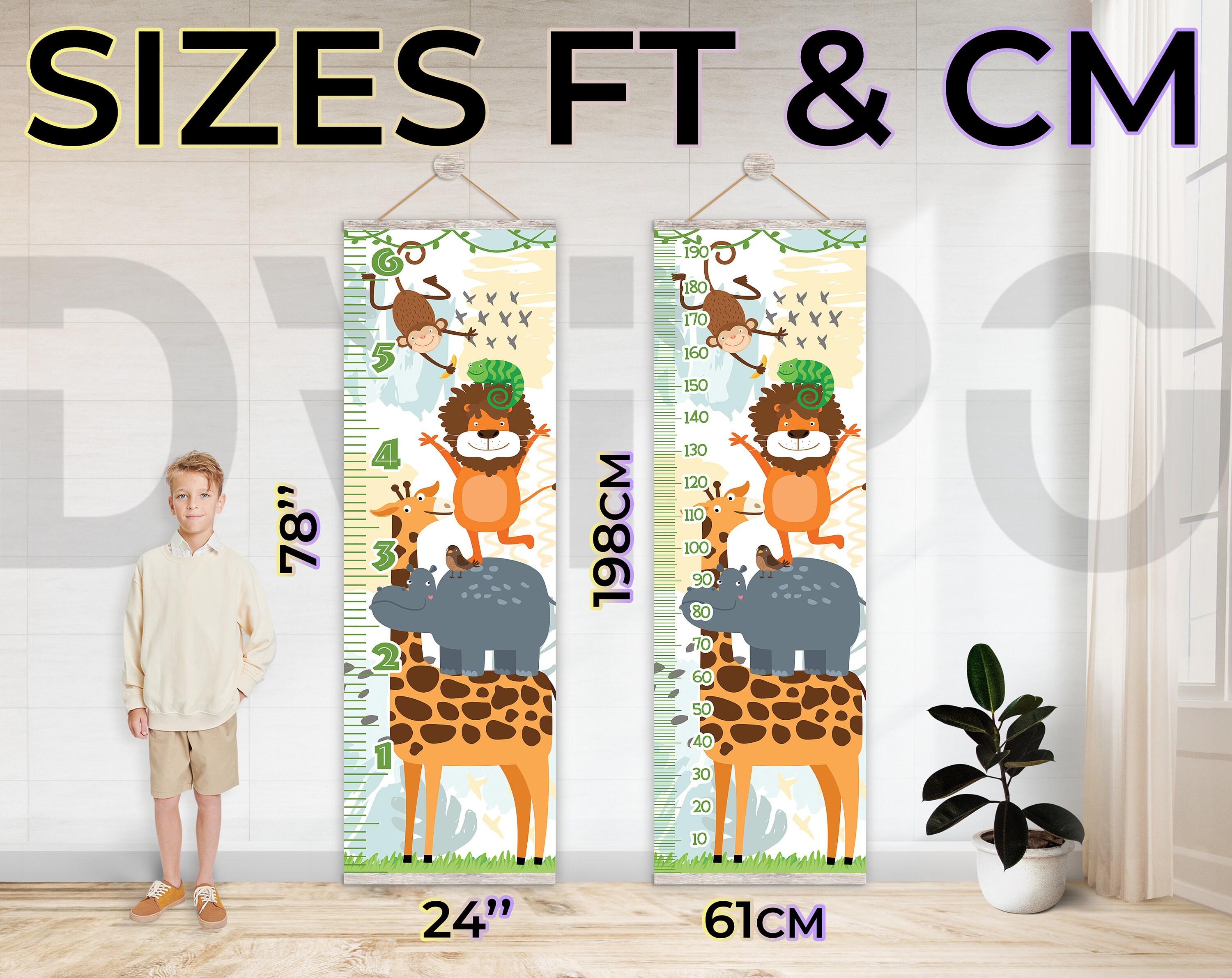 Safari Jungle Growth Chart SVG With Animals Lets Get Wild - Etsy