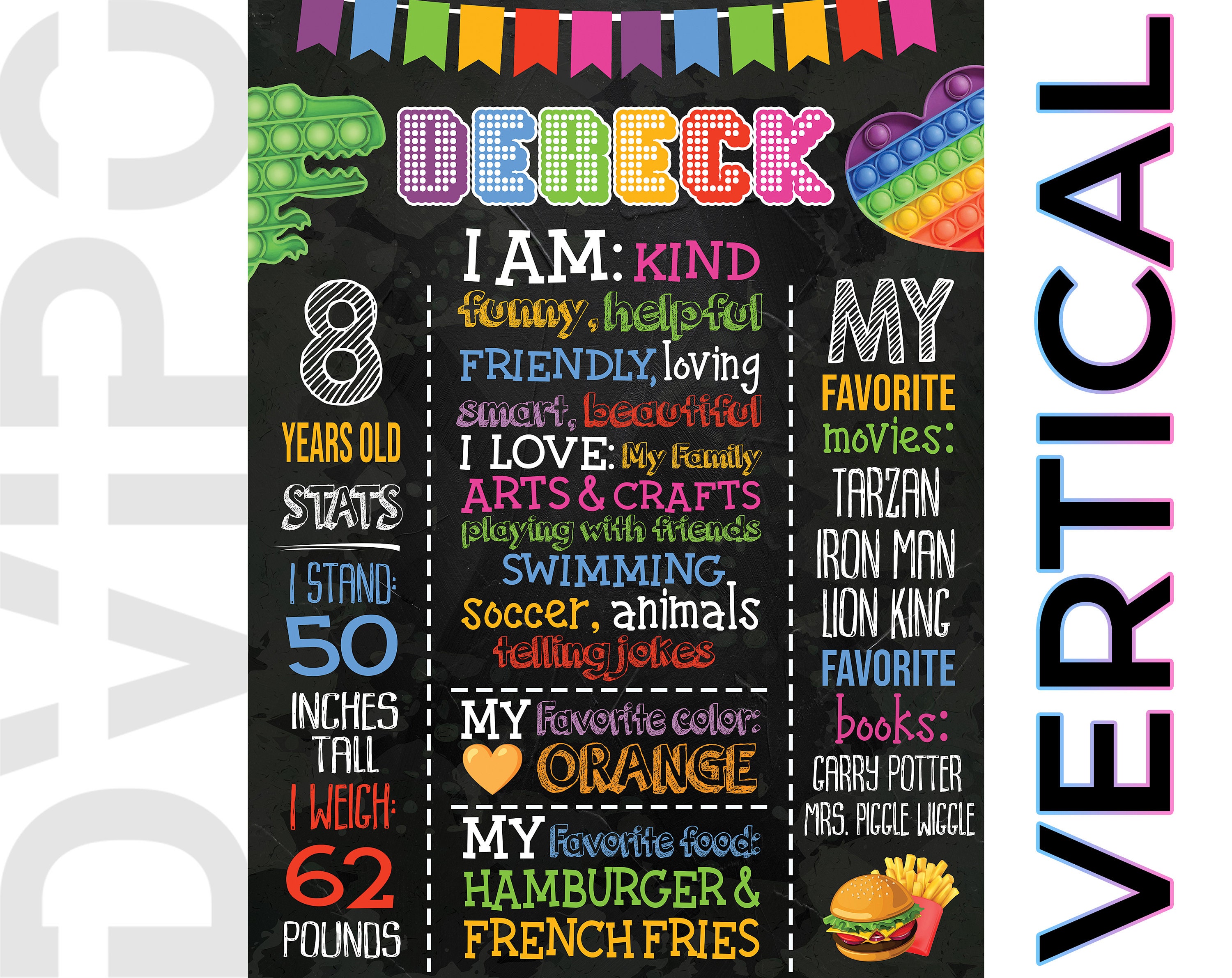 Push Bubble Fidget Toy Birthday Party Chalkboard Poster, I Love Fidget ...