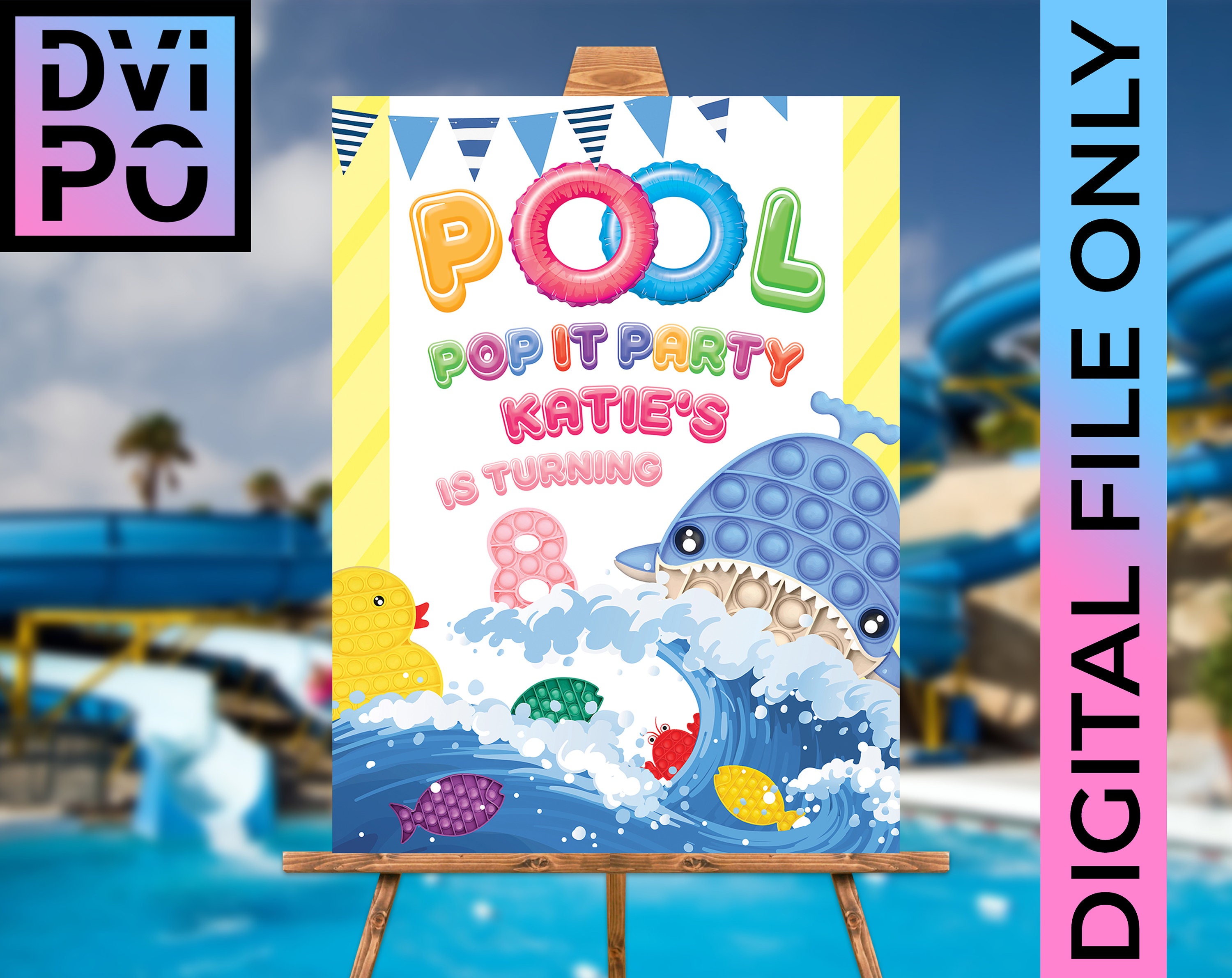 Push Bubble Fidget Toy Birthday Pool Party Poster, I Love Fidget, Simpl ...
