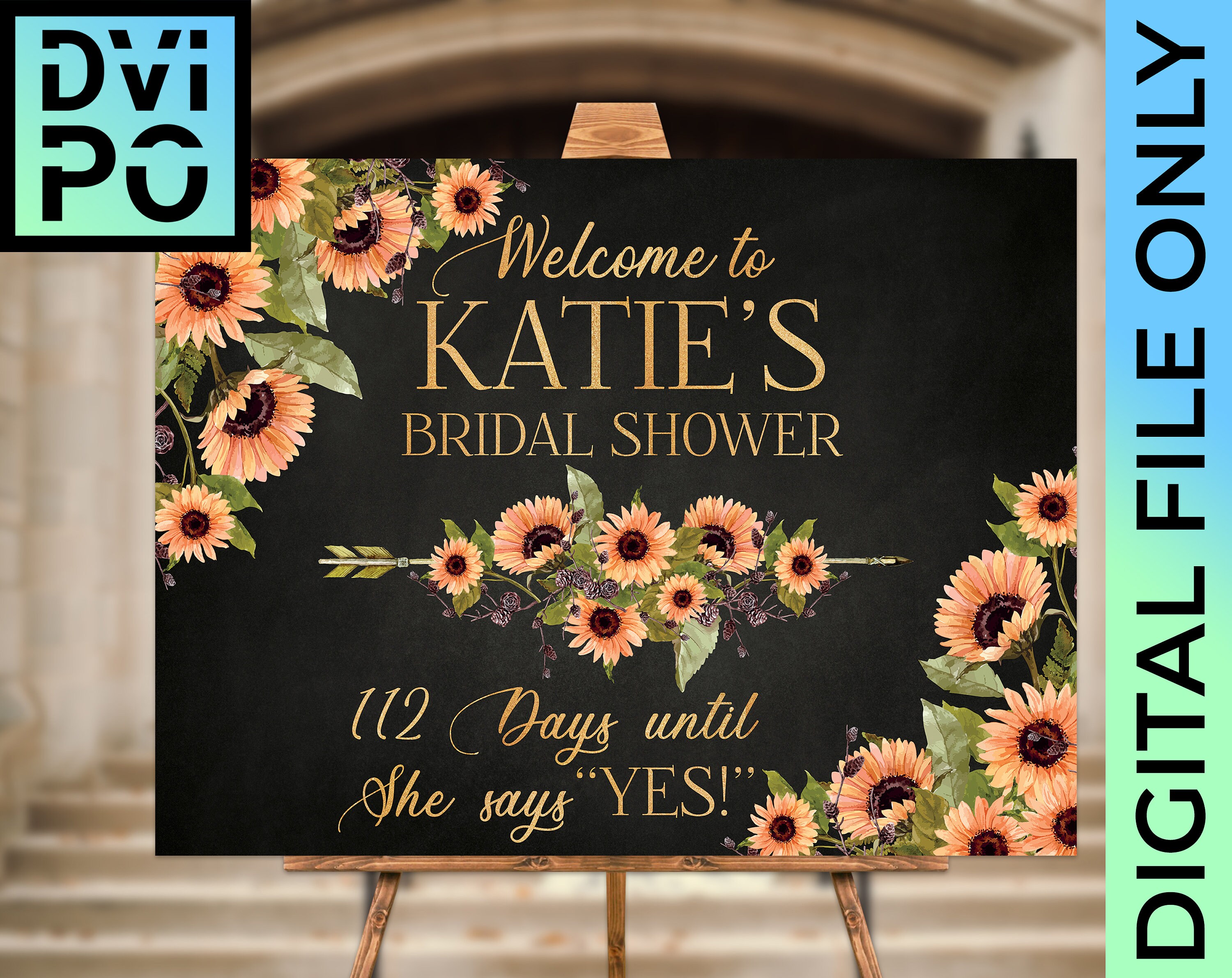 Sunflower Bridal Shower Poster in White and Black. - Etsy