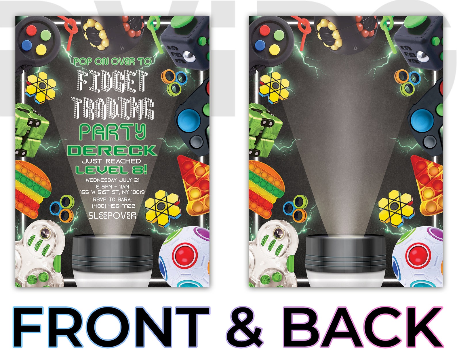 Fidget Trading Birthday Party Invitation, Push Bubble Fidget Toy ...