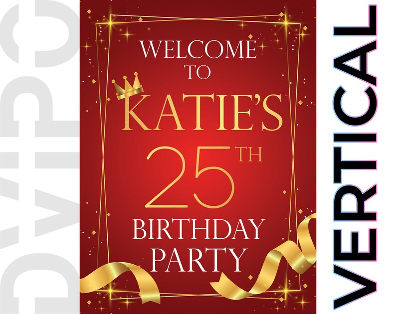 Royal Red Birthday Welcome Sign, Crown Design (digital File) - Etsy