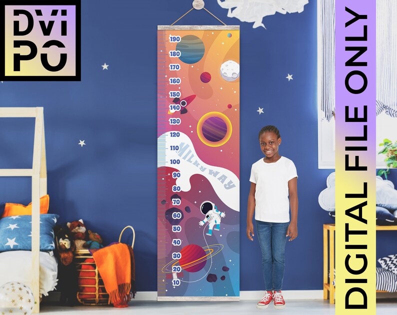 Space Growth Chart SVG With Astronaut, Planets and Spaceships, Kids ...