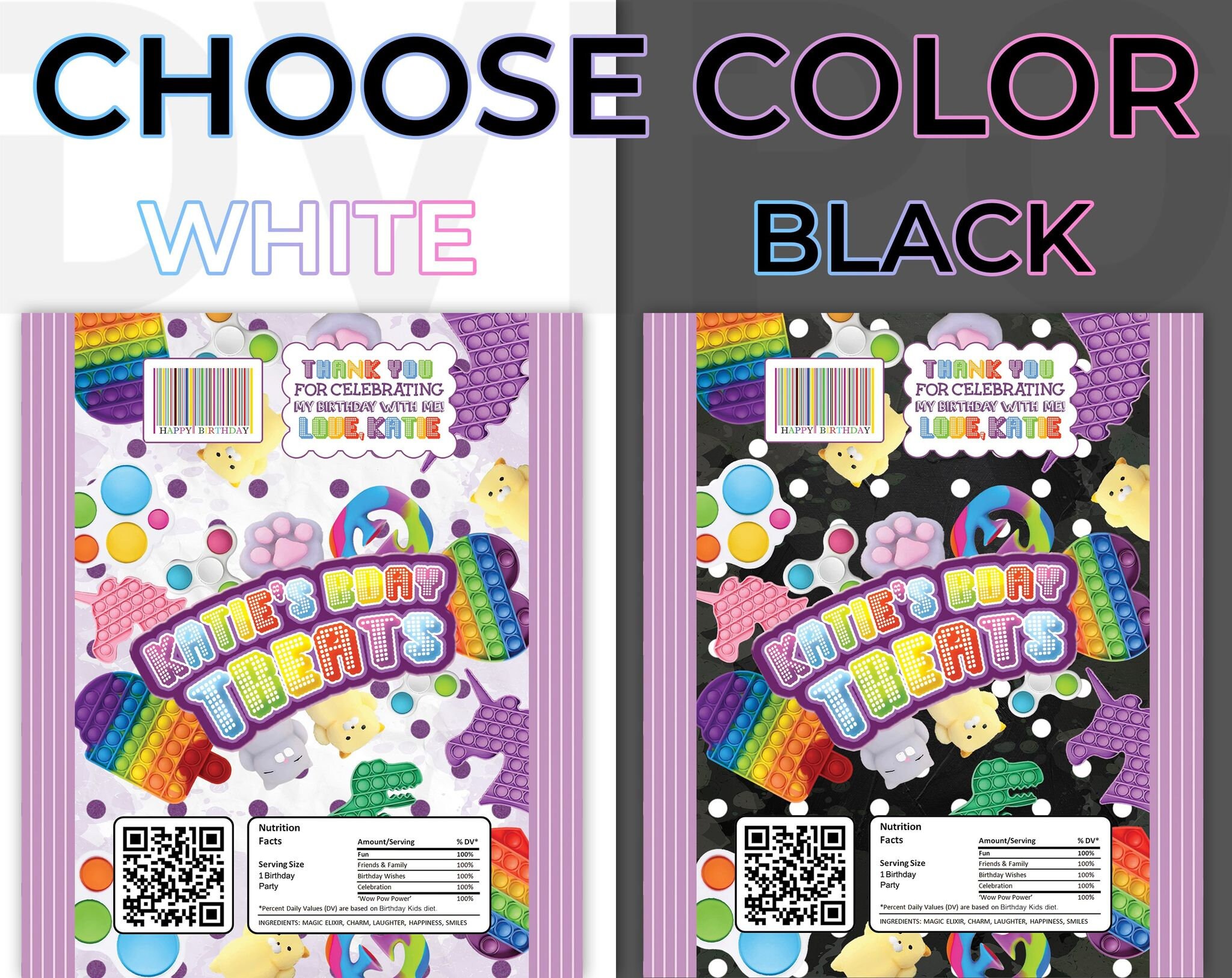 Push Bubble Fidget Rice Treats Label for Pop Birthday, 0.78oz/22g ...