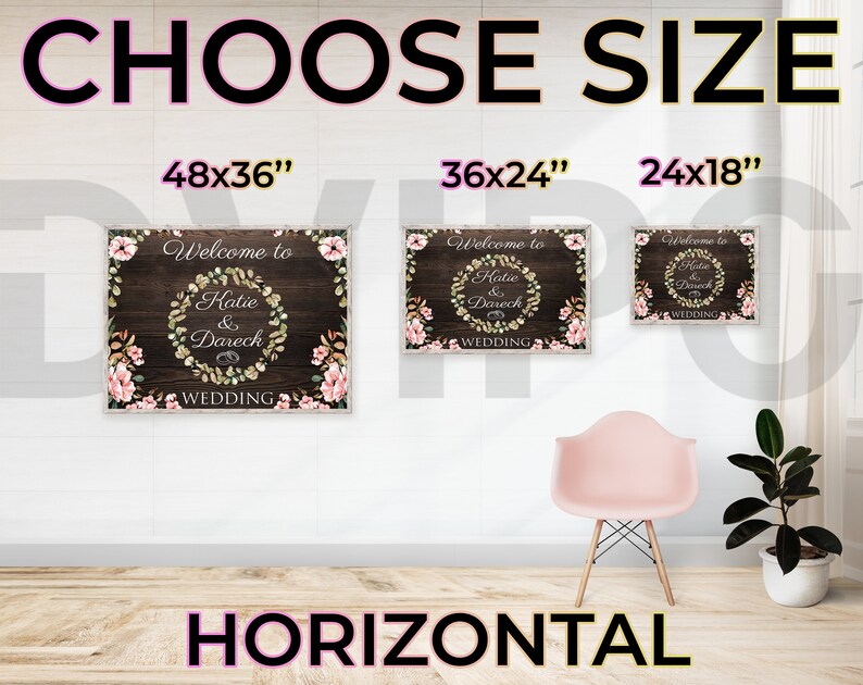 Rustic Personalized Wedding Poster With Floral Wreath Wooden - Etsy