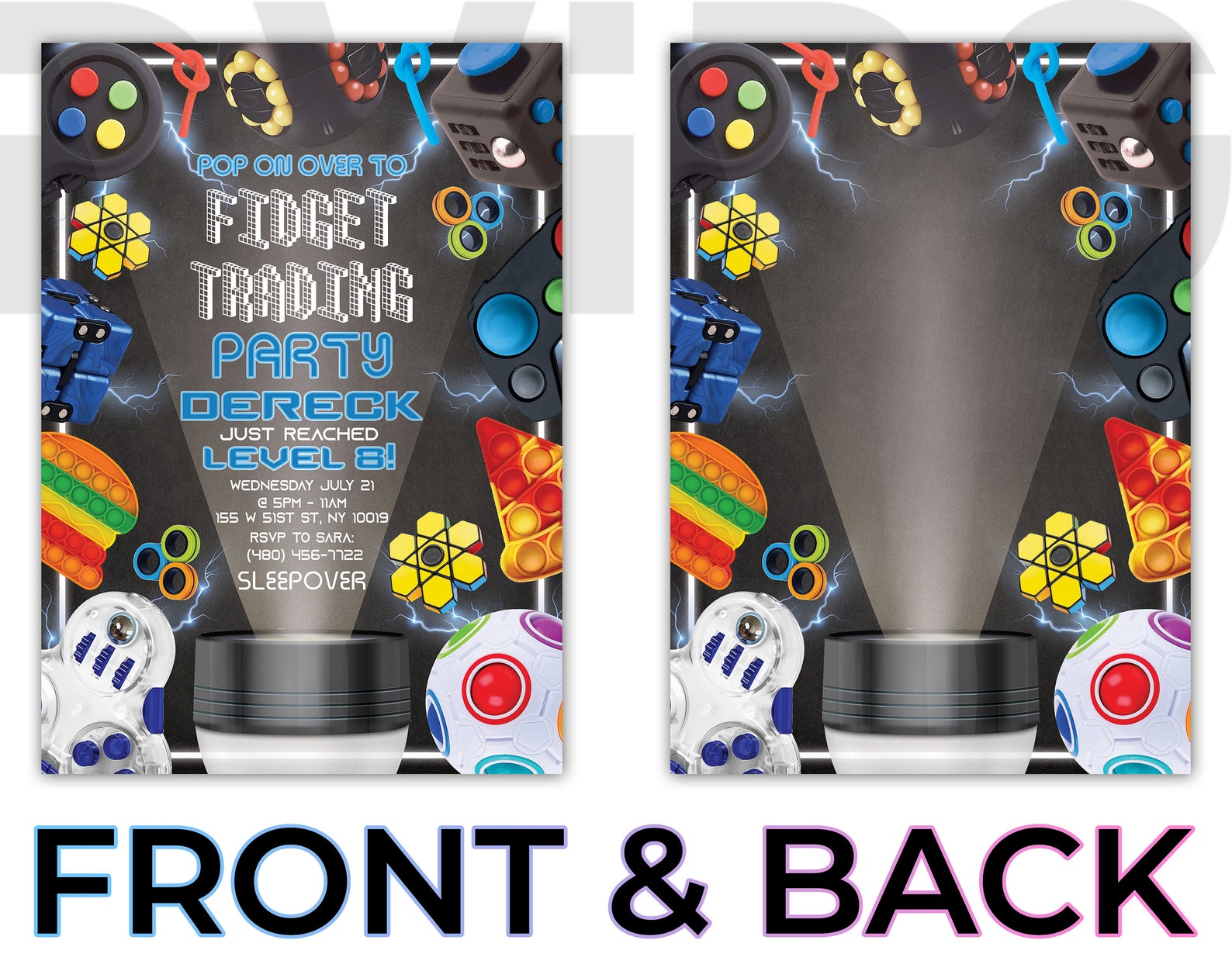 Fidget Trading Birthday Party Invitation, Push Bubble Fidget Toy ...