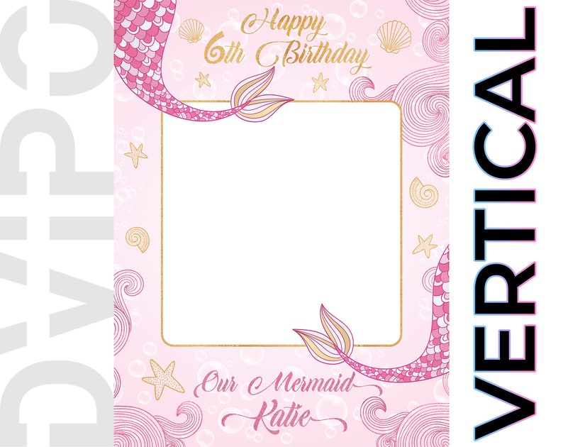 Mermaids Theme Kids Birthday Photo Booth Frame in Pink and Blue, Under ...