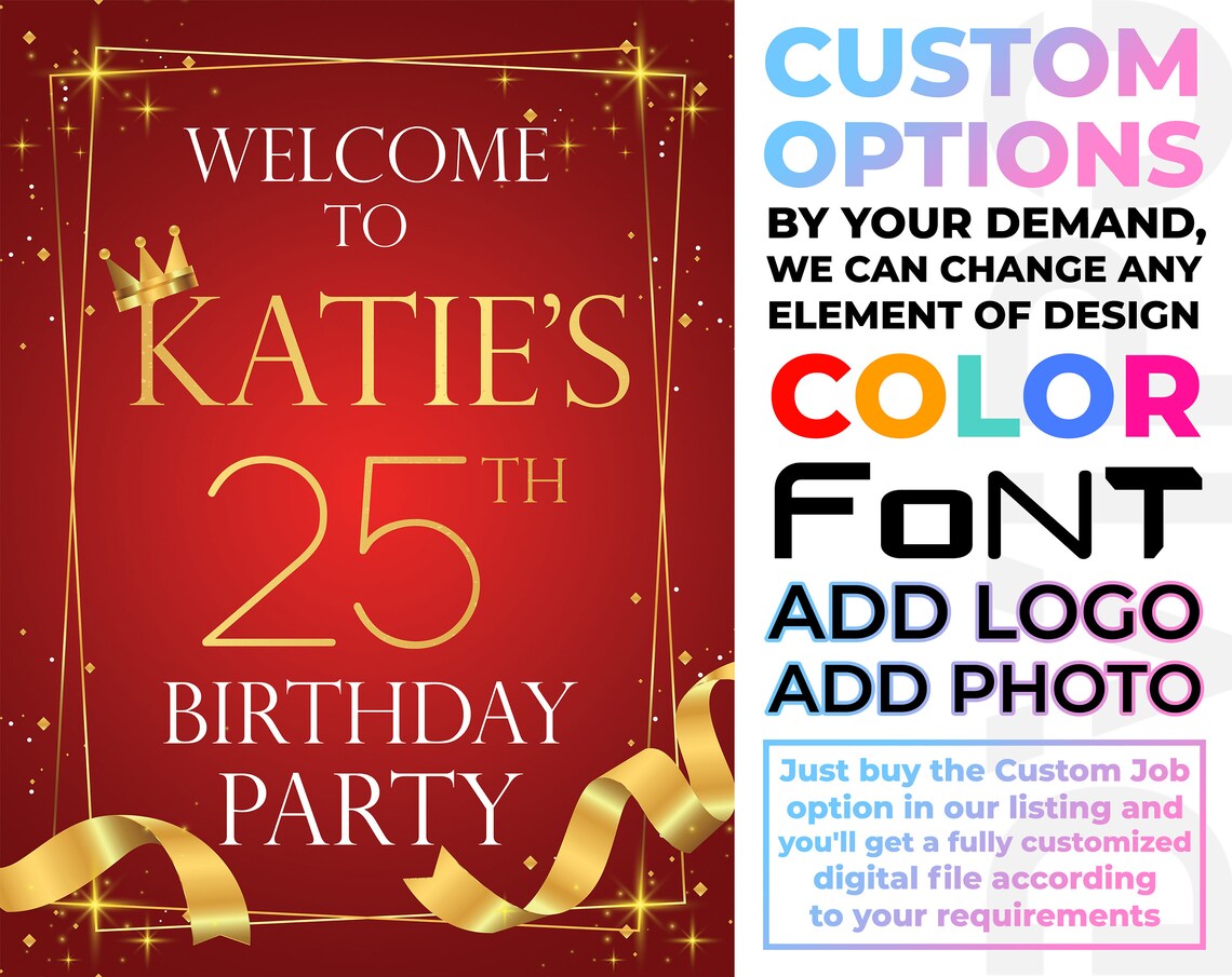 Luxury Inspired Birthday Party Poster in Royal Red and Blue - Etsy