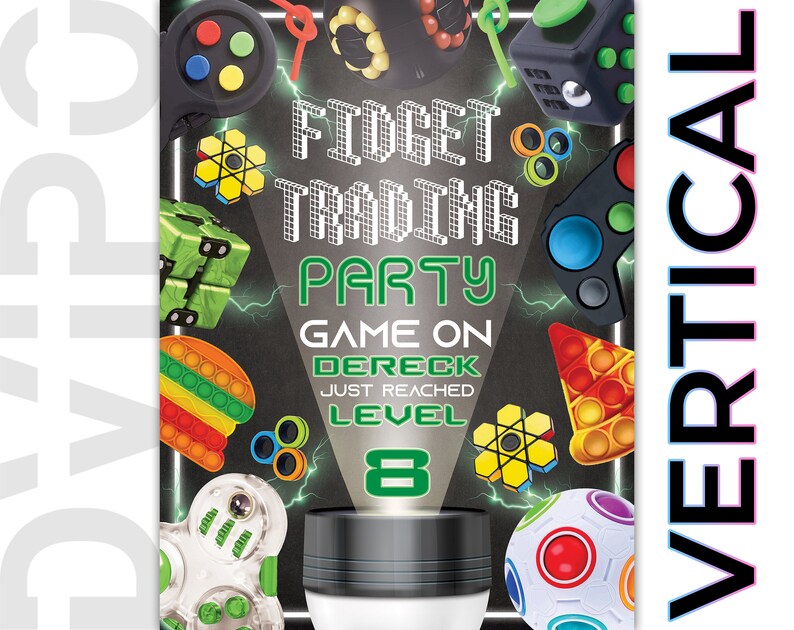 Fidget Trading Birthday Party Poster, Pop Bubble Fidget Toy, Infinity ...