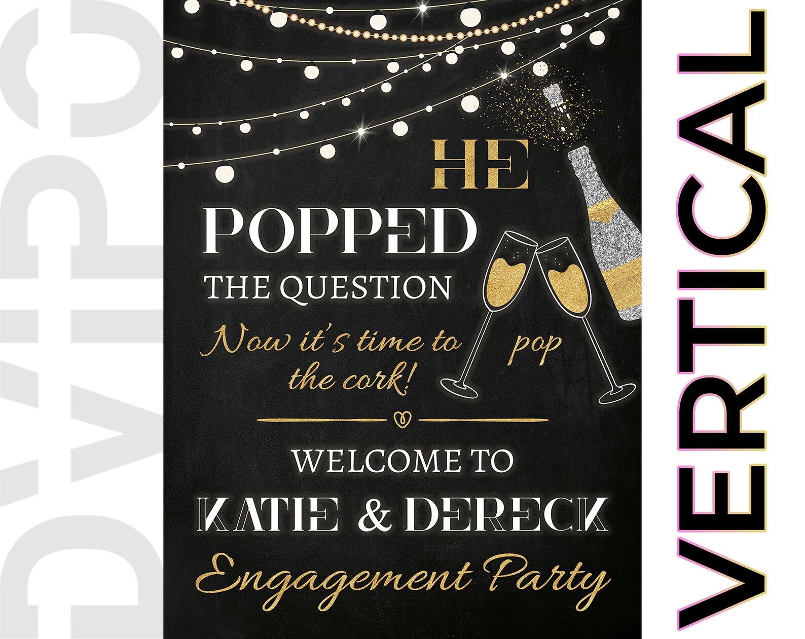 Pop the Cork Engagement Party Poster With Champagne in Luxury Red, Wood ...